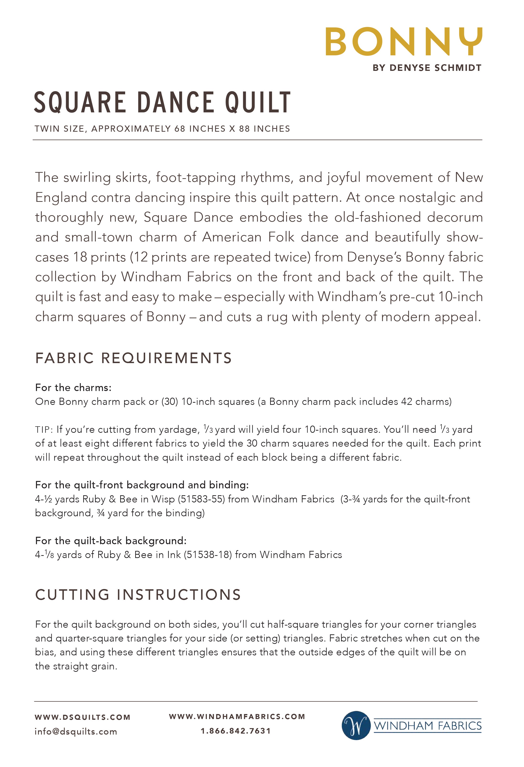 Square Dance free quilt pattern – Denyse Schmidt Quilts