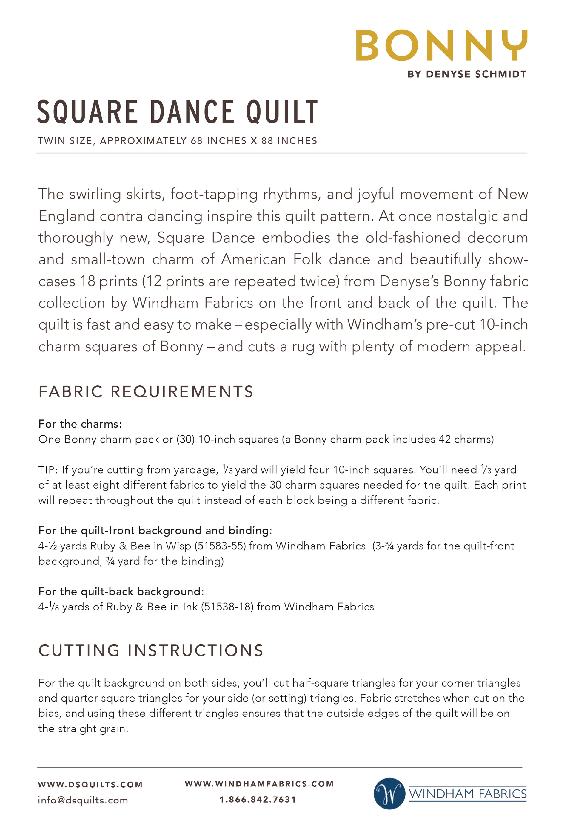 Square Dance free quilt pattern – Denyse Schmidt Quilts