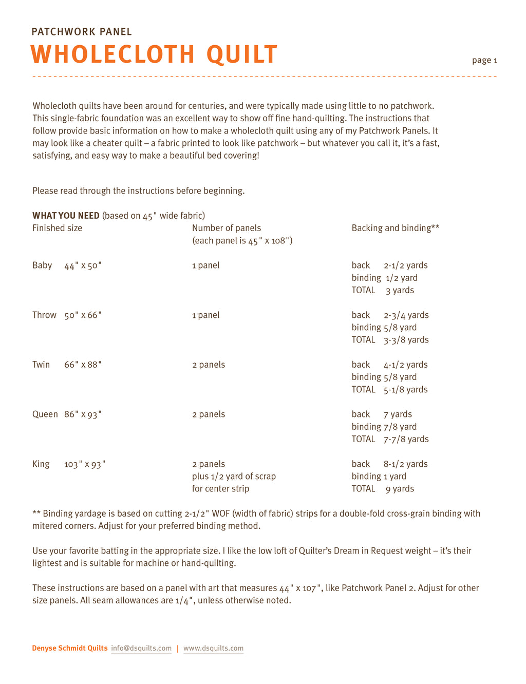 Wholecloth Quilt free tutorial – Denyse Schmidt Quilts